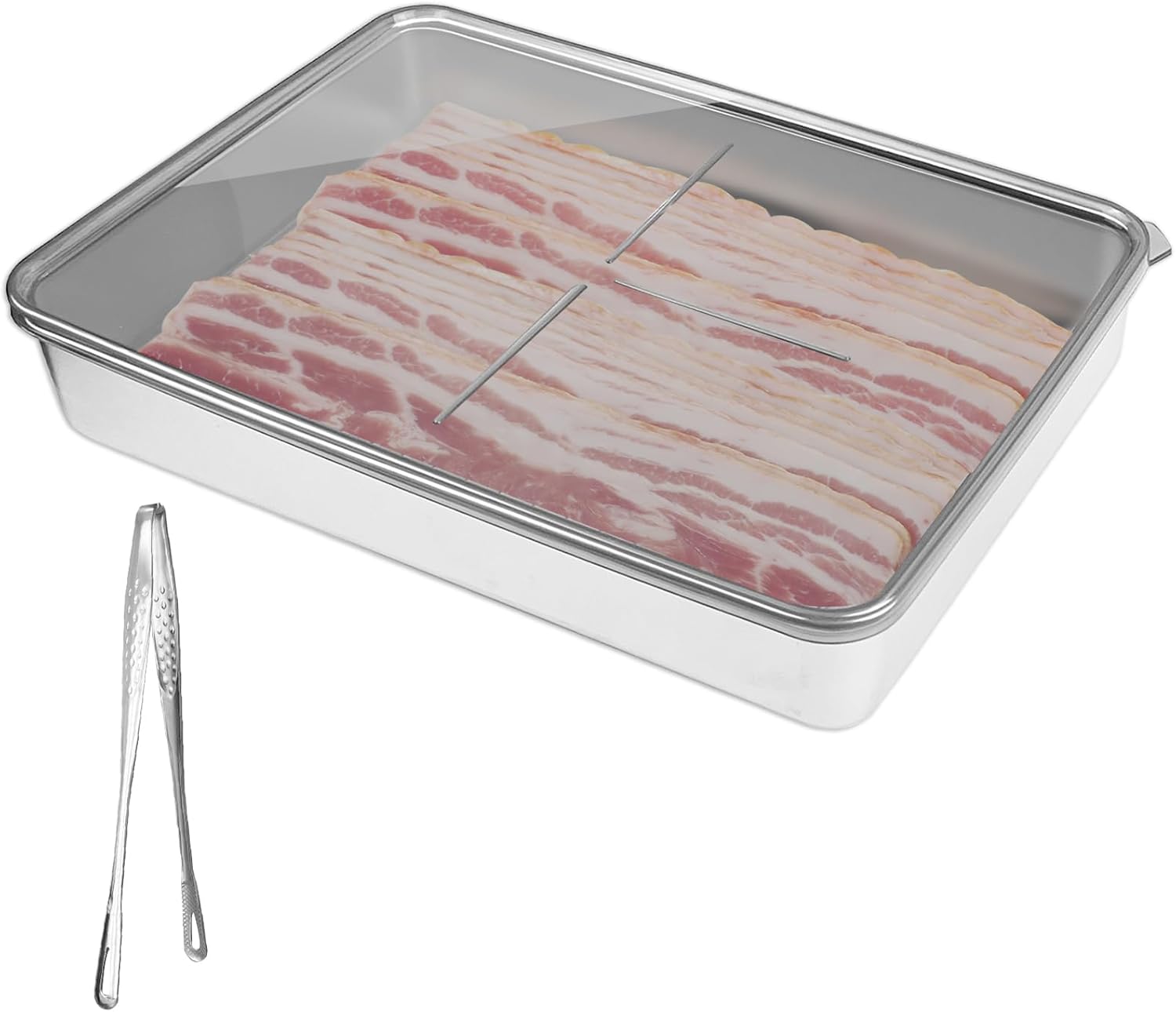 Amazon.com: Bacon Container for Refrigerator with Food Serving Tongs ...
