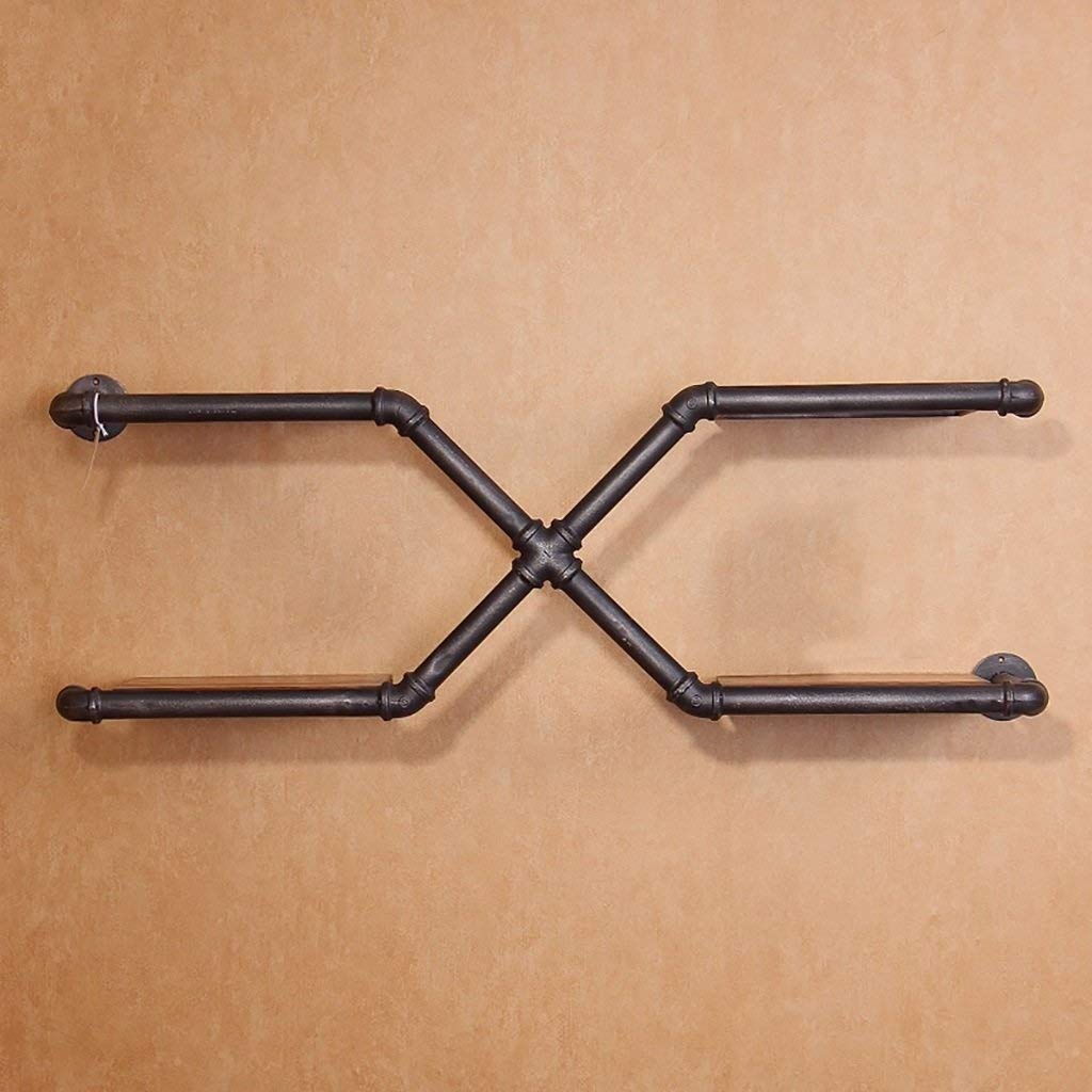 Buy Floating shelves wall X shape rack lattice wrought iron pipe rack ...