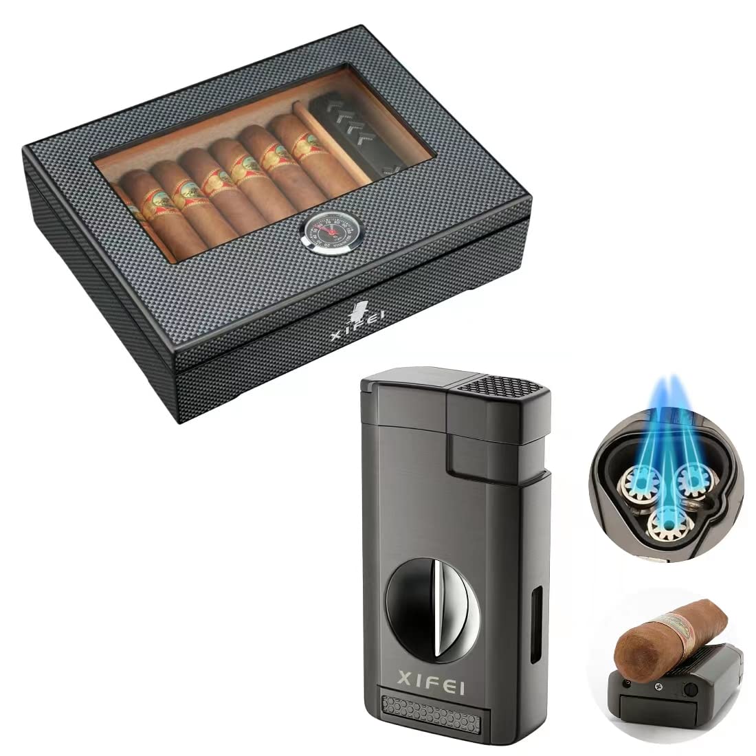 Amazon.com: XIFEI Cigar Humidors and Cigar Lighter Set : Health & Household