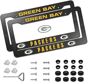 Amazon.com: 2 Pack Black License Plate Frames for Packers,Carbon Fiber ...