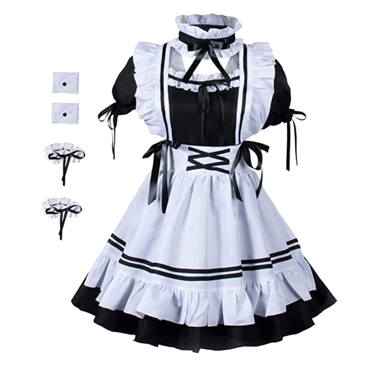 NOLITOY Disfraz De Maid Mujer Traje De Sirvienta Con Vestido Delantal ...