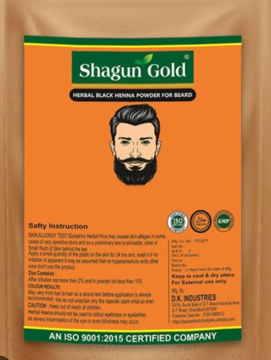 Buy SHAGUN GOLD Black Herbal Beard Color Powder for Men Moustache Hair ...