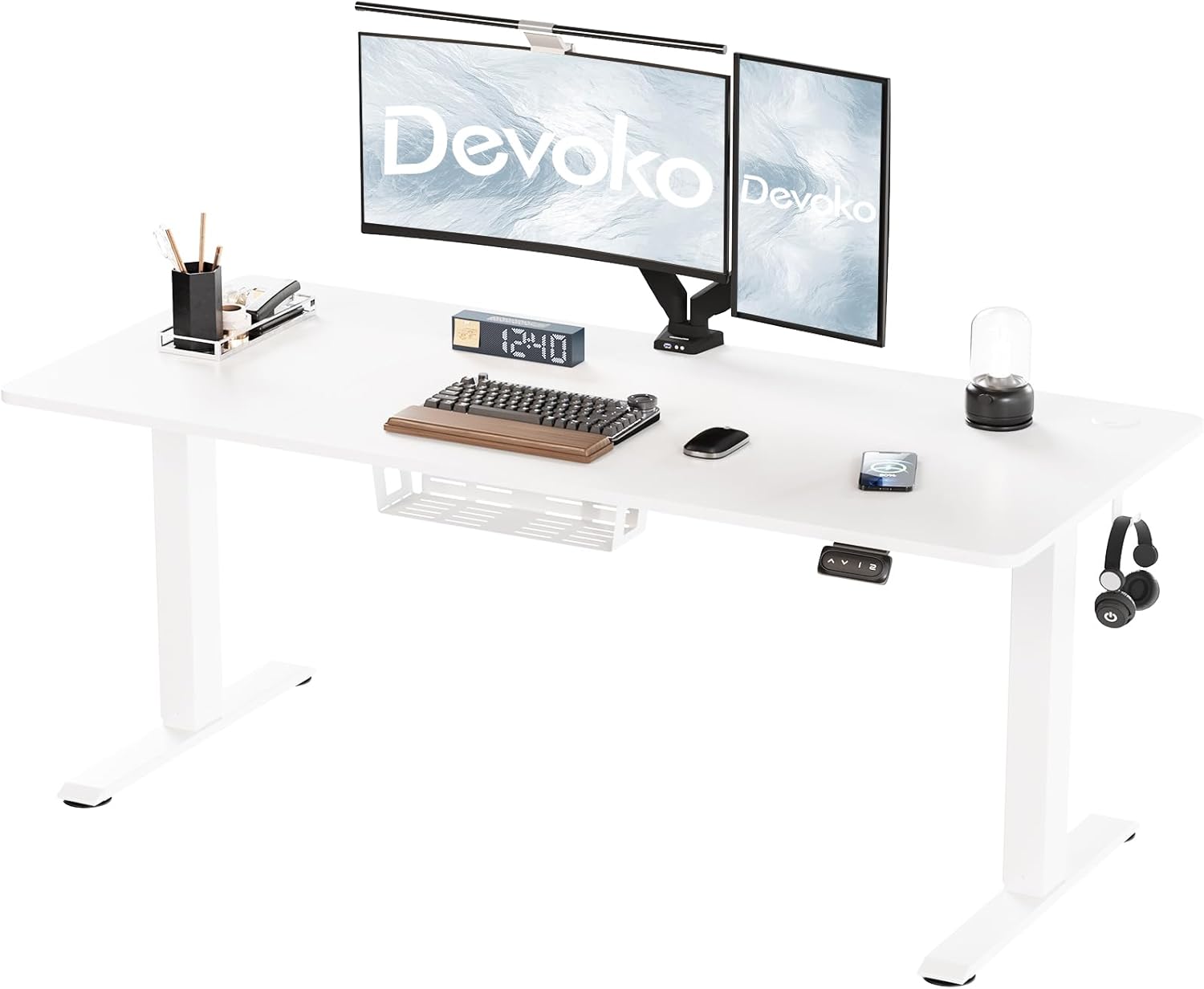 Devoko Electric Standing Desk 160x70cm, Height Adjustable Desk ...