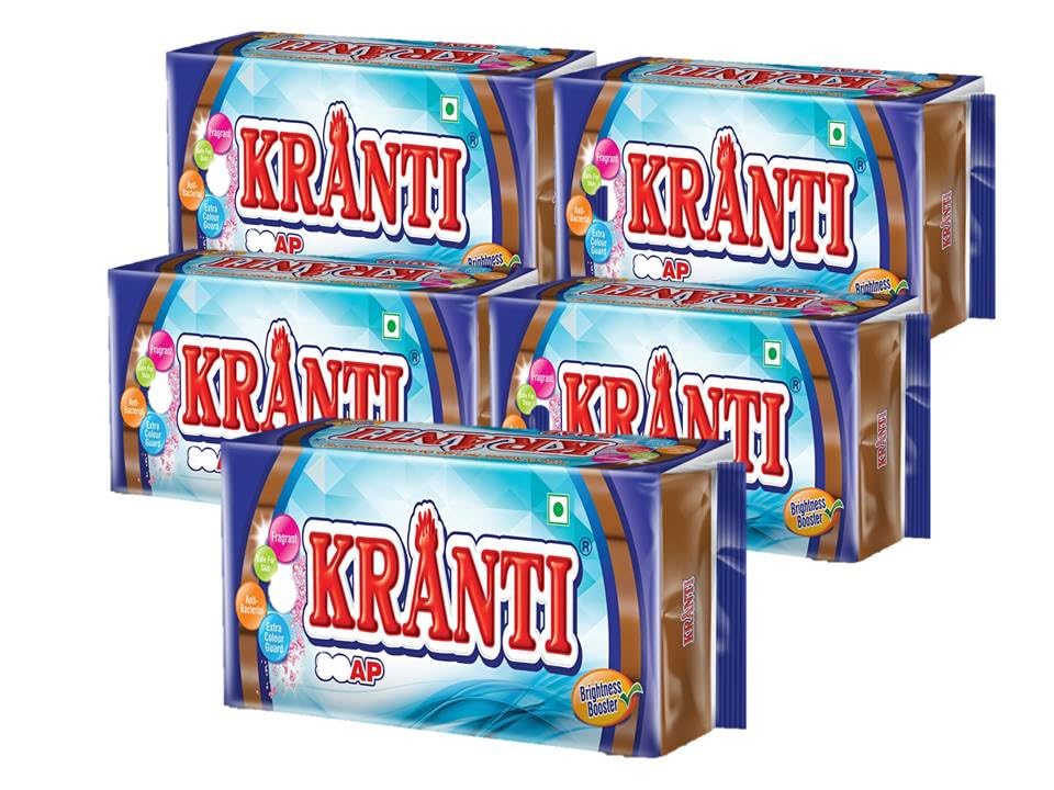Kranti Super Laundry Soap| Transparent Detergent Bar (Pack of 5 x 200g ...