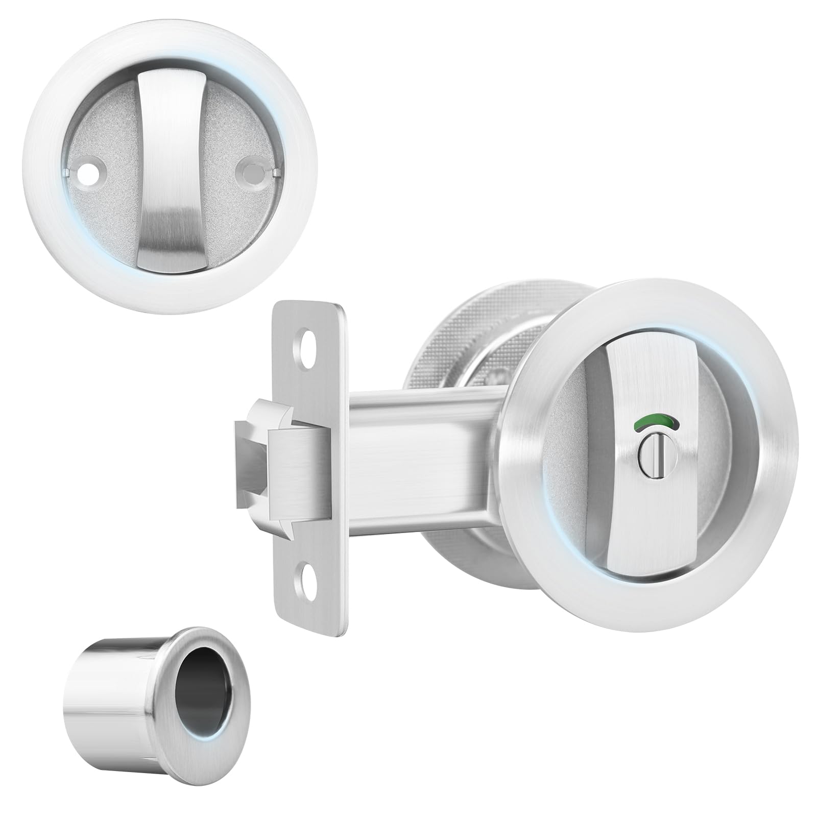 Round Pocket Door Hardware with Edge Pull Brushed Nickel Pocket Door ...