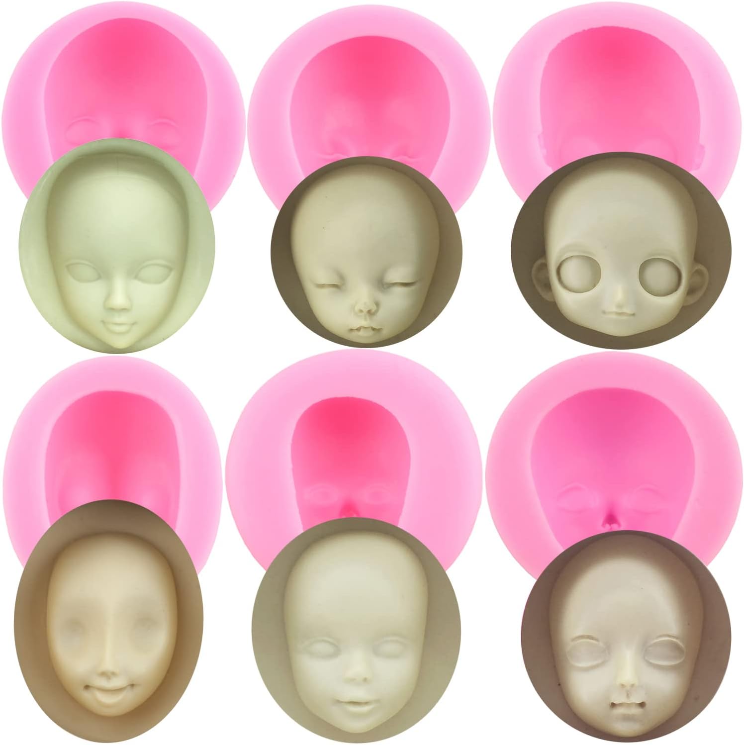 Amazon.com: MIYAHOUSE Human Face Silicone Molds Baby Face Fondant Molds ...
