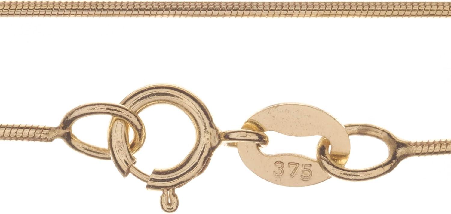 Markylis – 9ct Gold FINE Smooth Rounded Snake Chain Necklace Ladies – 0 ...