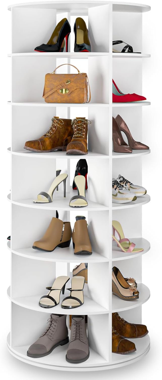 Amazon.com: Hestiasko Rotating Shoe Rack Tower, 7 Tier Spinning Rack ...