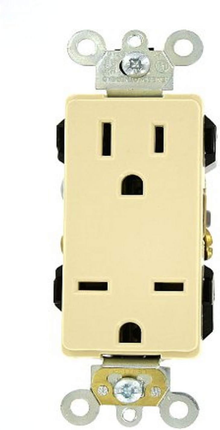 Leviton 16292-I 15 Amp, 125/250 Volt, Decora Plus Duplex Receptacle ...