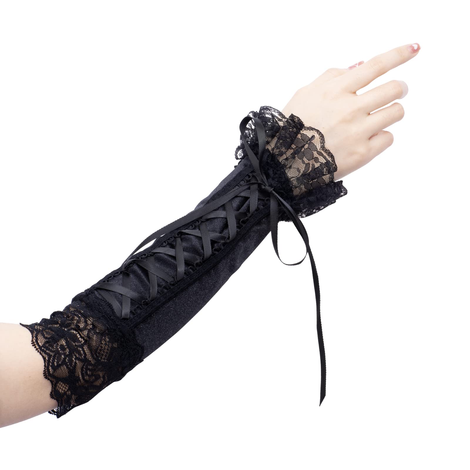 Snapklik.com : Women Fingerless Gloves Lace Arm Cuff Satin Arm Warmers ...