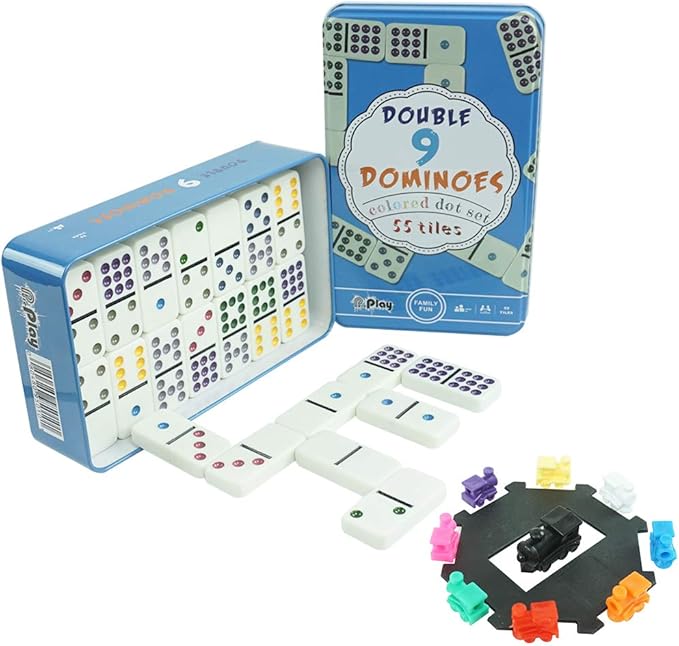 Amazon.com: PUREPLAY Classic Double 9 Color Dot Dominoes Game Set,55 ...