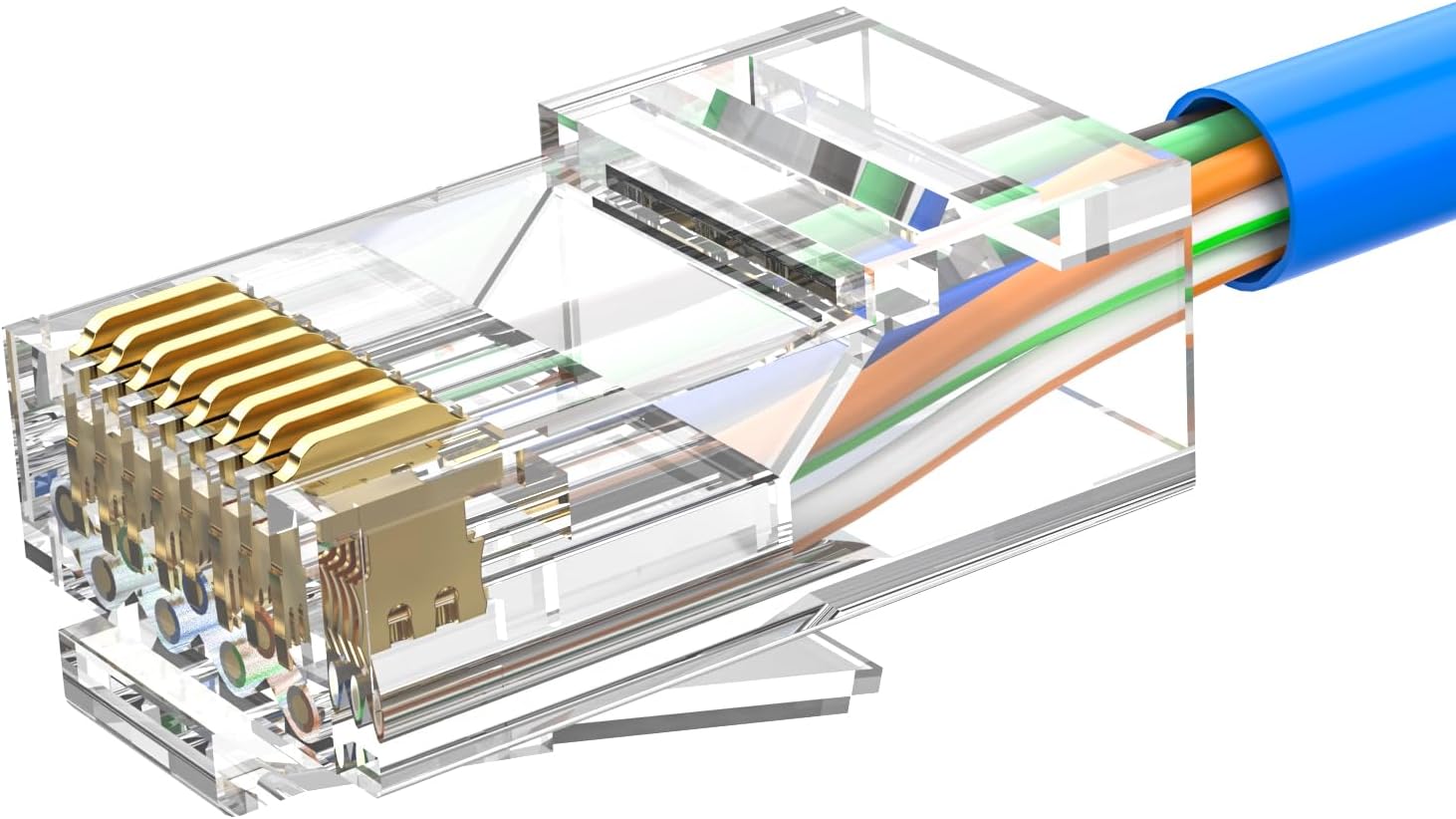 MOGOOD RJ45 Connectors, 50-Pack Cat6 RJ45 Connectors Unshielded Modular ...
