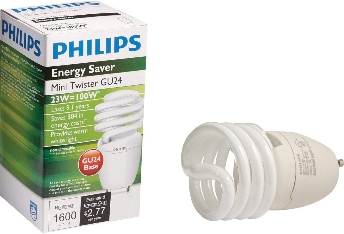 Philips 156398 32W 125-watt T3 Long Life Twister CFL Light Bulb ...