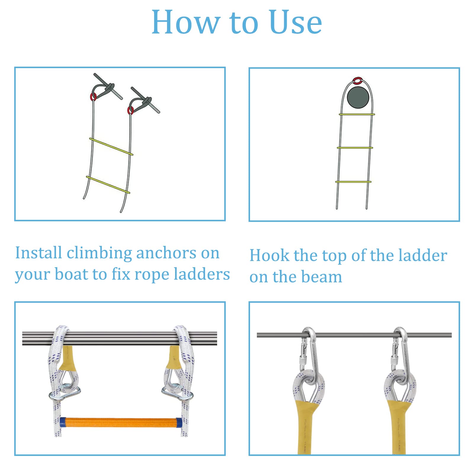 Snapklik.com : 4 Steps Boat Rope Ladder, Portable Outdoor Climbing Rope ...