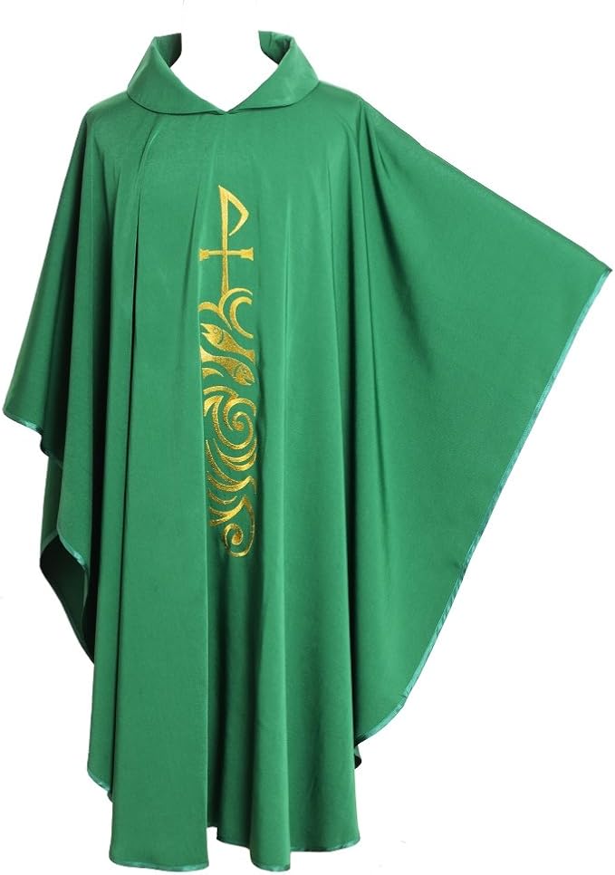 Amazon.com: BLESSUME Priest Chasuble Green Embroidered Catholic Church ...