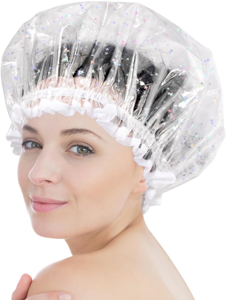 Amazon.com : Auban Luxury Shower Cap Reusable Waterproof for Women ...