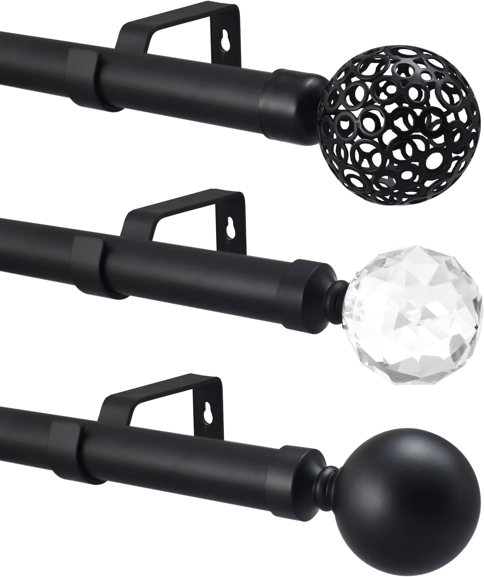 Extendable Metal Curtain Pole 19mm Matt Black Eyelet Or Rings Rod ...