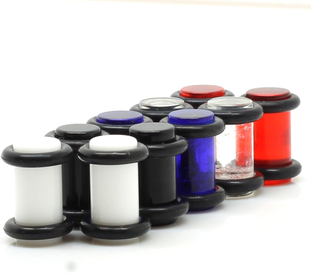 Amazon.com: 8G Ear Plugs Spacers Gauges 10 Piece Set - Black, Red ...