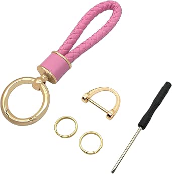 Amazon.com: Vruwcey Car Keychains Braided Leather Key Fob Key Chain ...