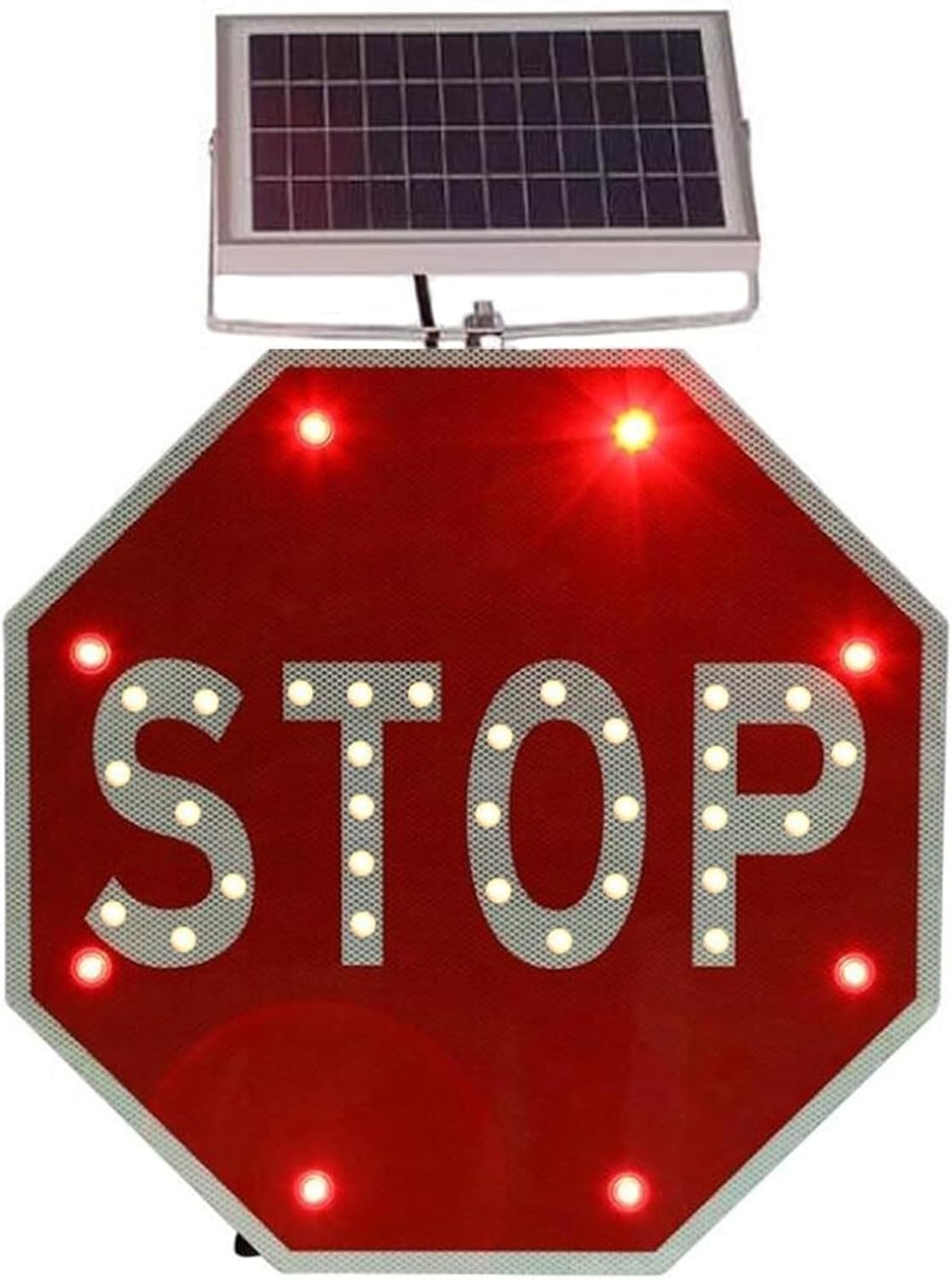 Amazon.com: 24 Inch Solar Stop Sign LED Flashing Traffic Street Road ...