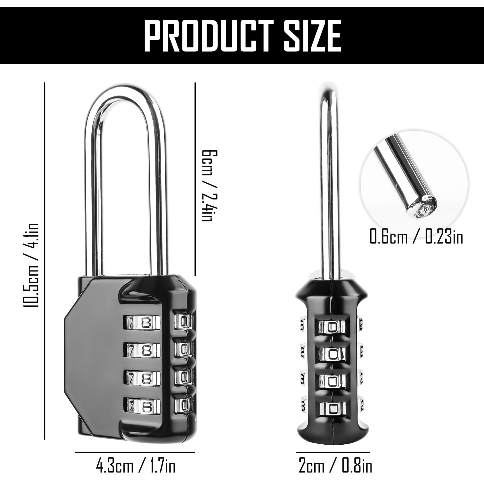 Set of 2 Combination Padlock with Combination Code, Long Shackle ...