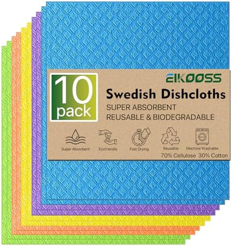 Amazon.com: EIKOOSS Swedish Dishcloths for Kitchen,10 Pack Reusable and ...