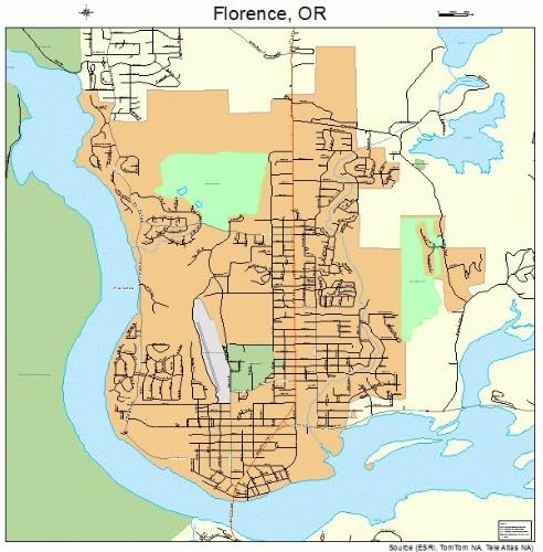 Amazon.com - Large Street & Road Map of Florence, Oregon OR - Printed ...