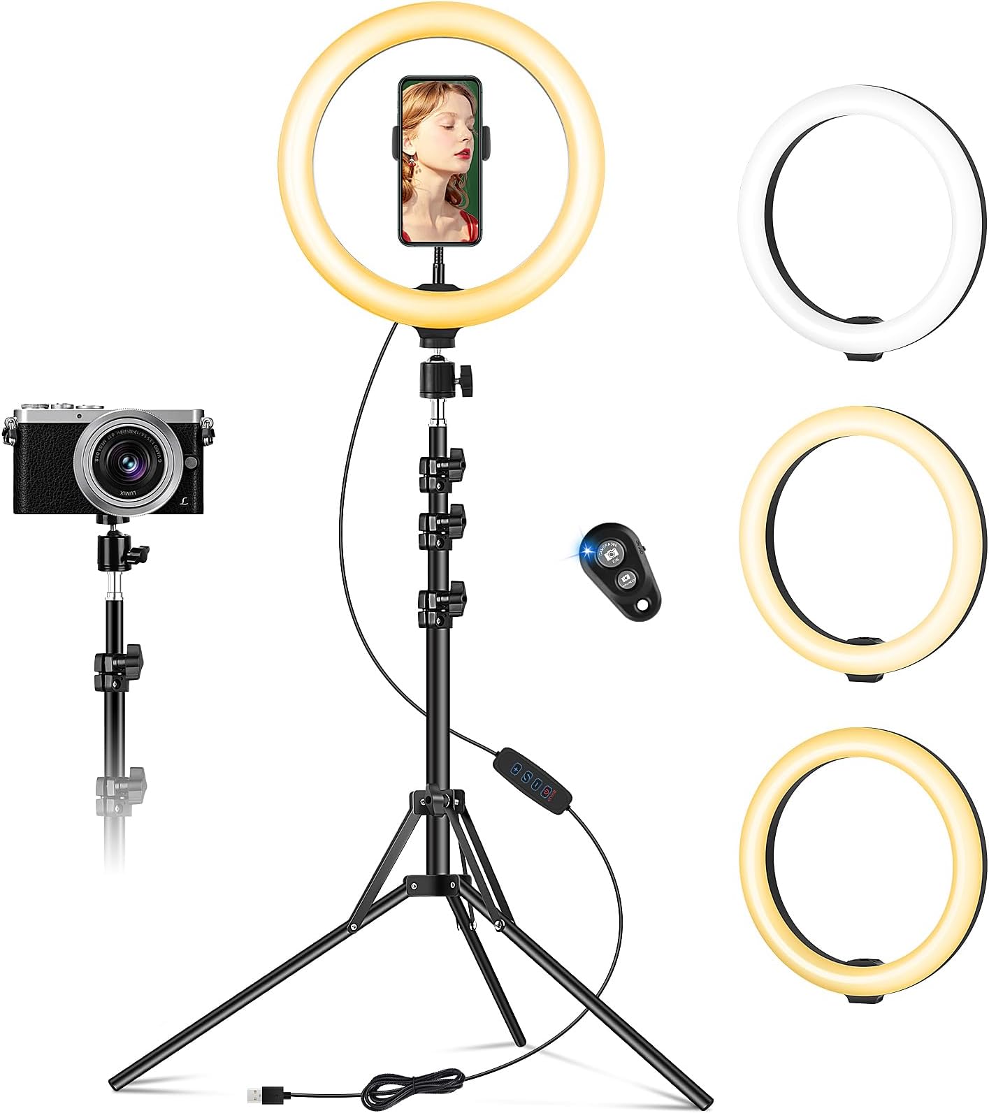 Amazon.com : 10 inch Ring Light with Tripod Stand and Phone Holder ...