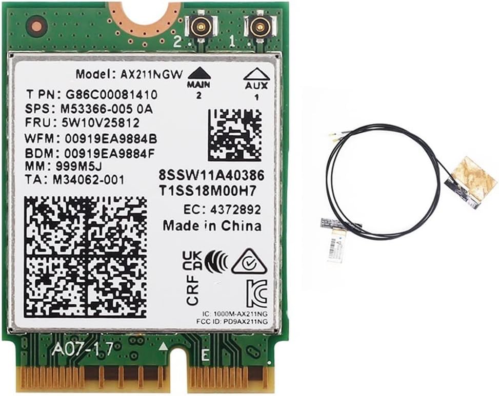 Nvanvmm WiFi 6E AX211NGW Band 2.4G/5G/6Ghz Wireless Network Wifi Card for Bluetooth 5.2 AX211 M ...