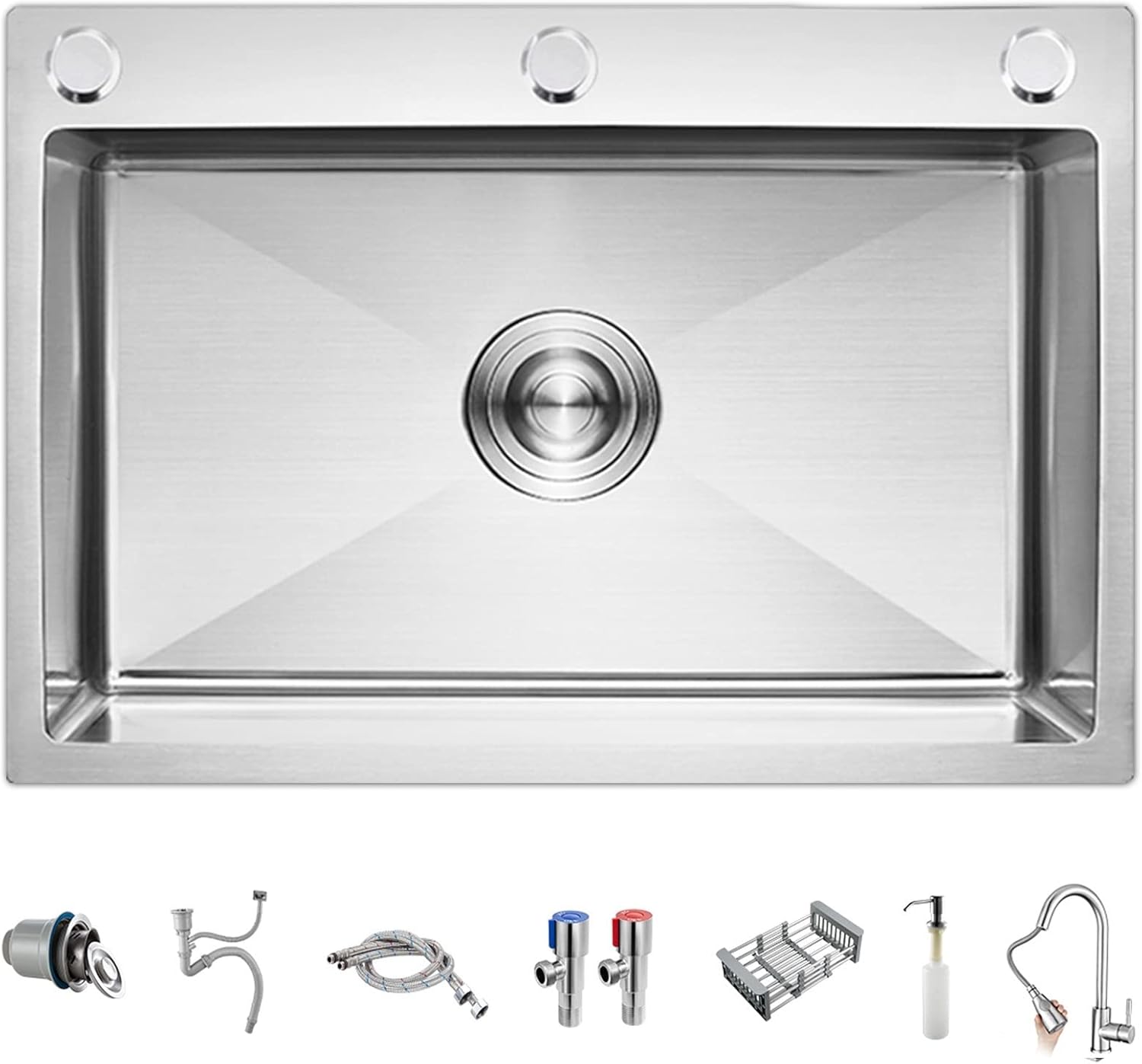 Amazon | ANSNOW Kitchen Sink 304 Stainless Steel Sink Silver Sink with ...