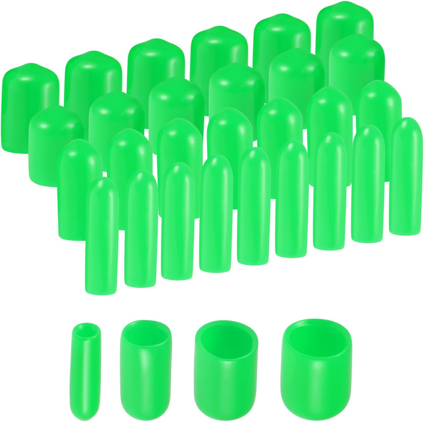 uxcell 40pcs Round Rubber End Caps 1/8" 1/4" 3/8" 1/2" Green Vinyl ...