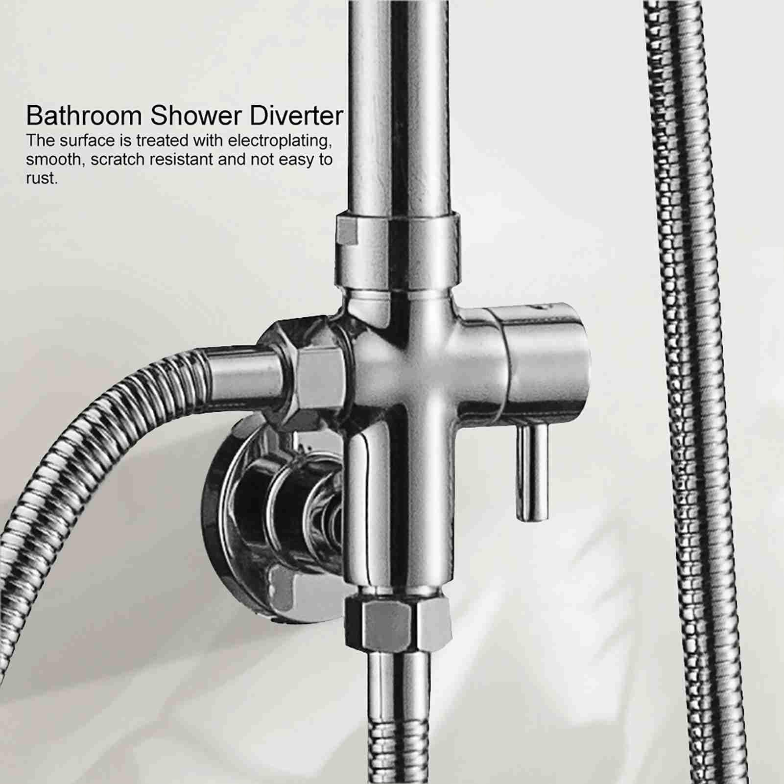 Shower Head Splitter G1/2 3-Way Shower Diverter Valve - Solid Brass ...
