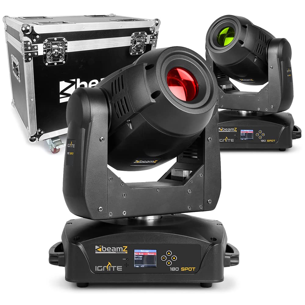 BeamZ Pro IGNITE180 LED Moving Head Spot Lights with Flight Case, GOBO ...