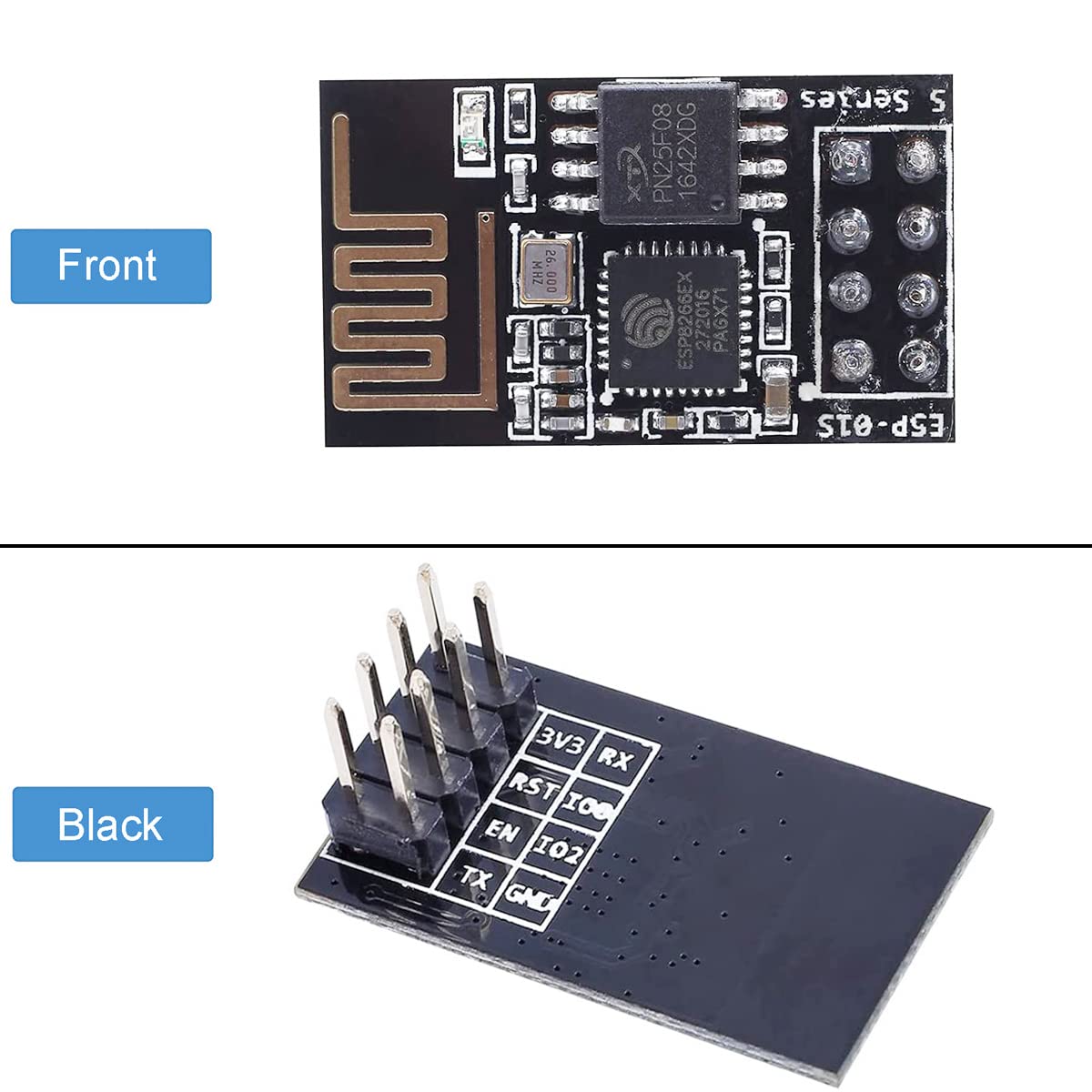 Youmile 2 pcs Breadboard Adapter ESP8266 Breakout Board ESP-01S module + Serial Wireless WiFi ...