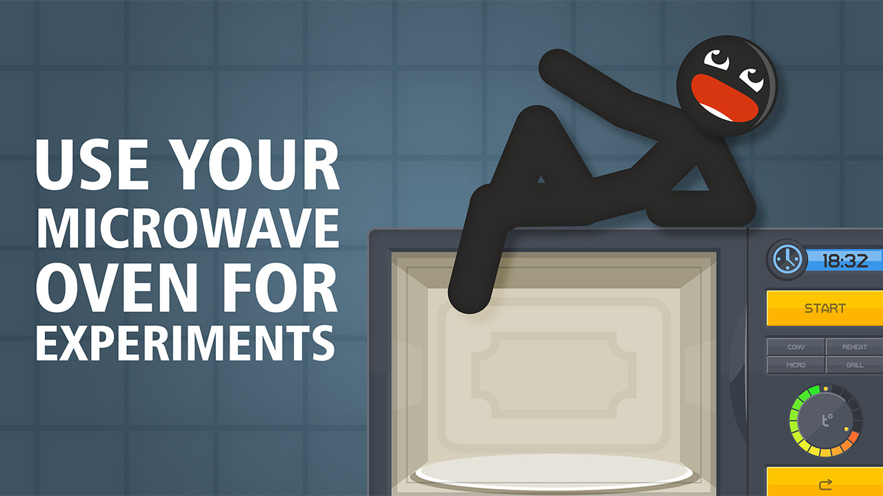 Microwave Stickman Burning: Ragdoll Blast Off Crash Test Simulation ...