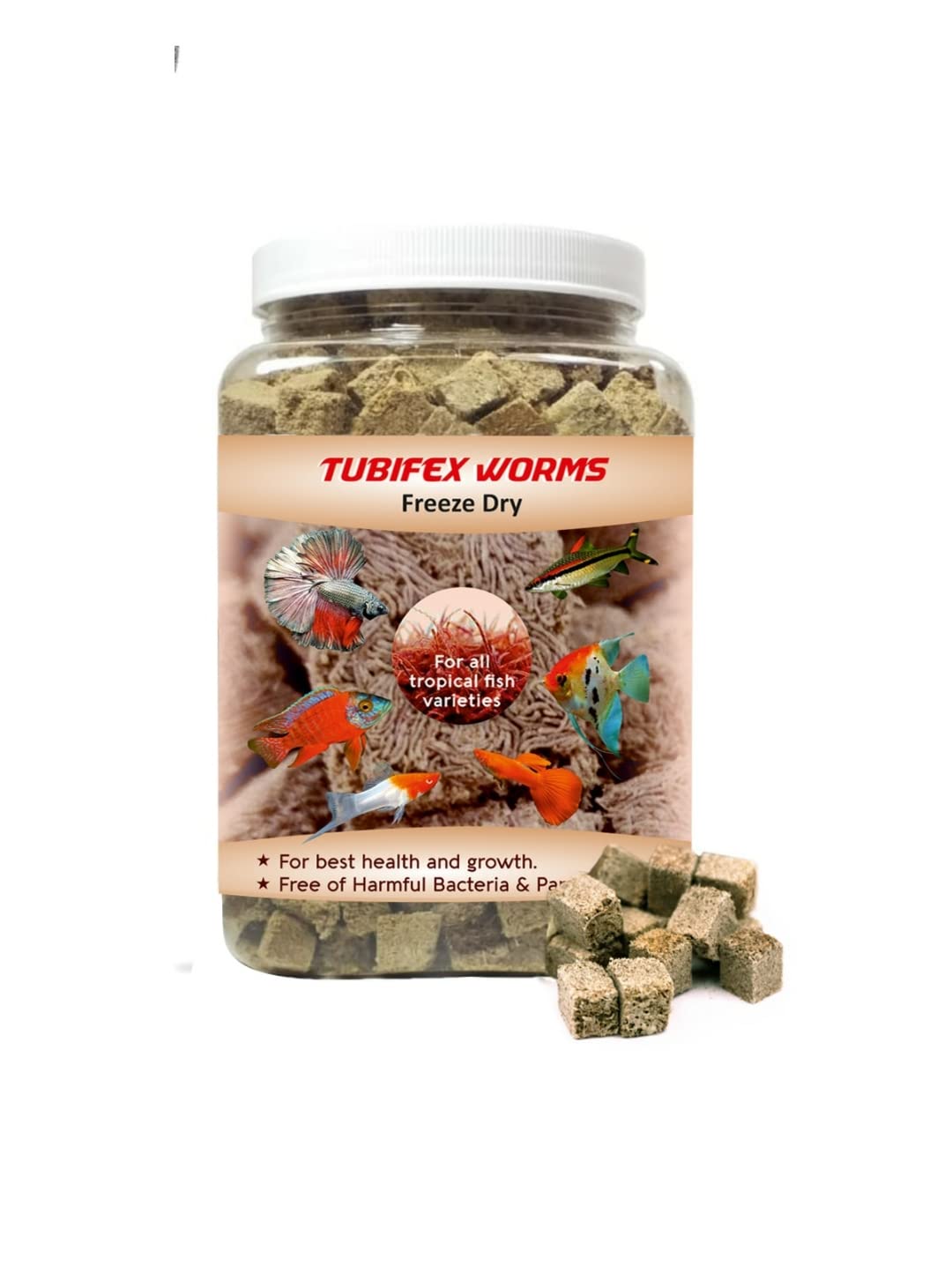 V aquaria (50gms) Freeze Dry Tubifex Worms Fish Food Suitable for ...