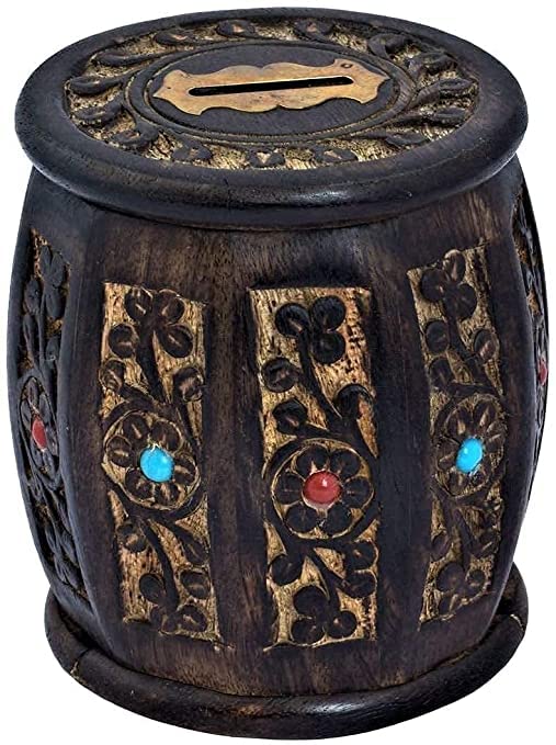 Wooden Handmade Money Bank with Beautiful Design and Natural Finish ...