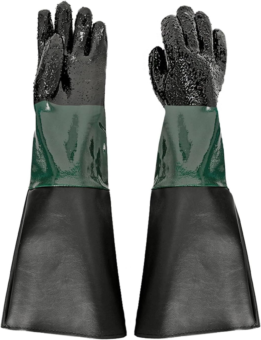 DUPDMKIN Sandblasting Gloves 23.6 inch Rubber Sandblaster Gloves Fit ...