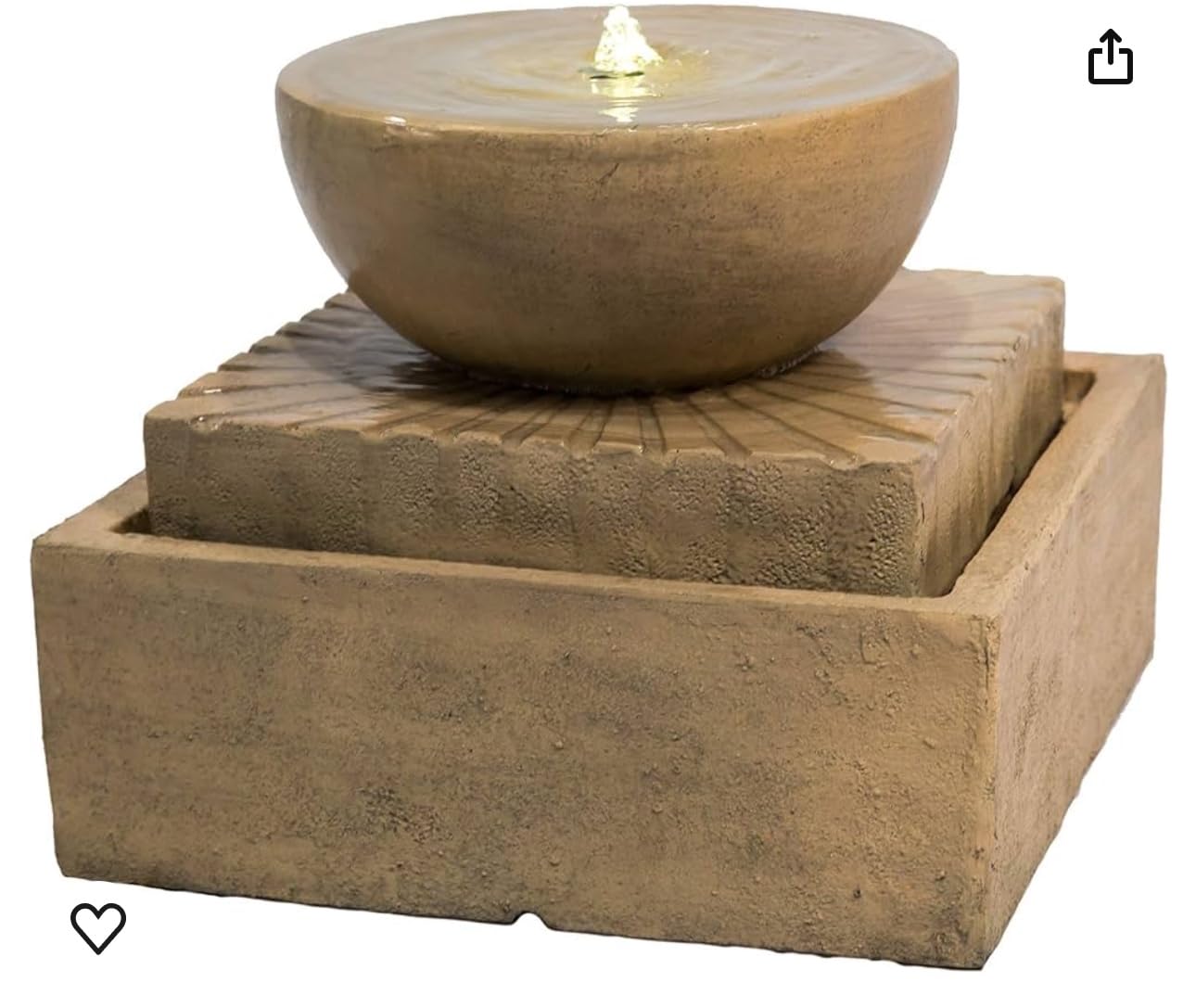 Teamson Home Garden Water Feature with Lights, Outdoor 2 Tier Basin ...