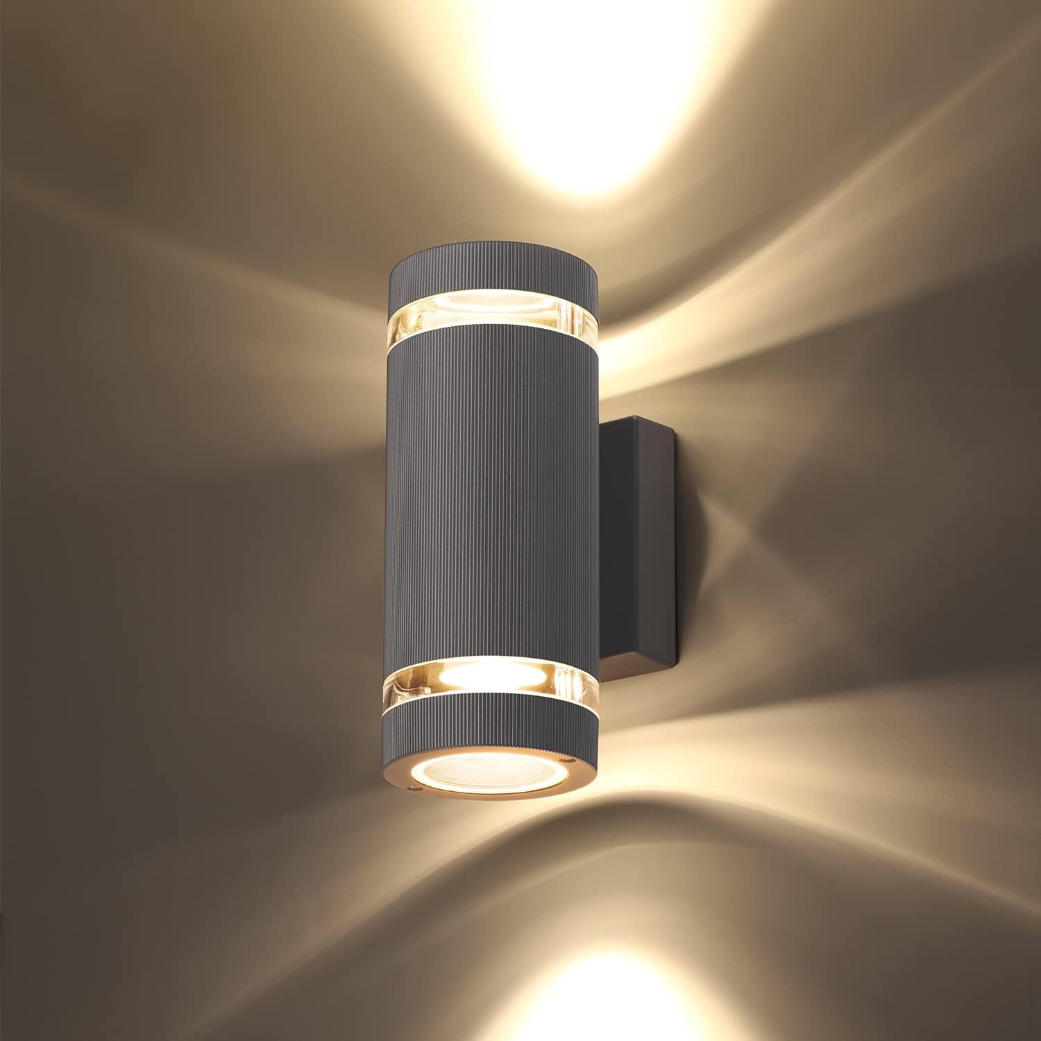 2 X Modern Stainless Steel Up Down Double Wall Spot Light IP65 Outdoor ...