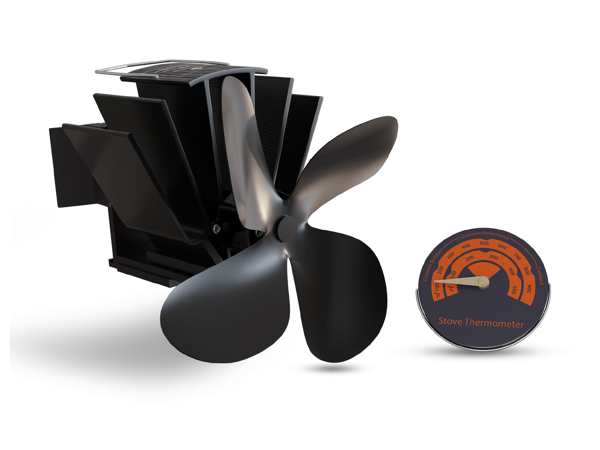 Amazon.com: D1J4H Fireplace Fan with Thermometer - Wood Stove Fan Set ...