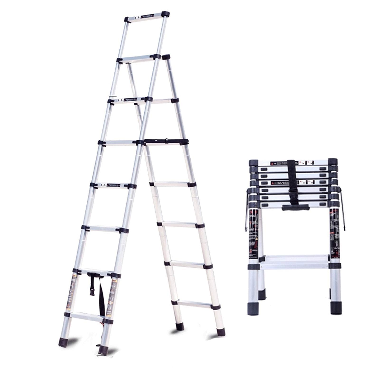 Buy Ladder Thickened Safety Rod Telescoping Ladder A-Frame Aluminum ...