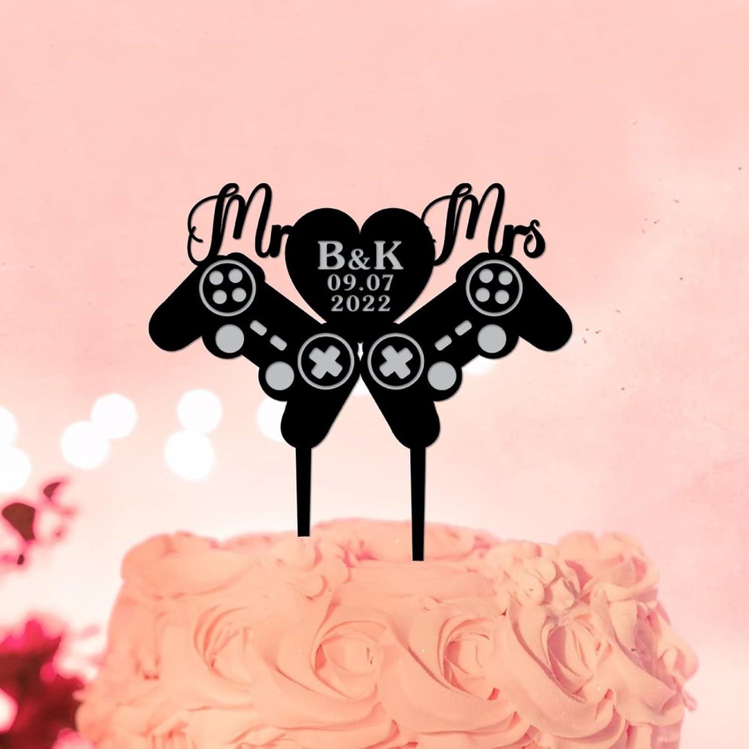 Amazon.com: Game Console Video Gamer Game Party Mr & Mrs Cake Topper ...