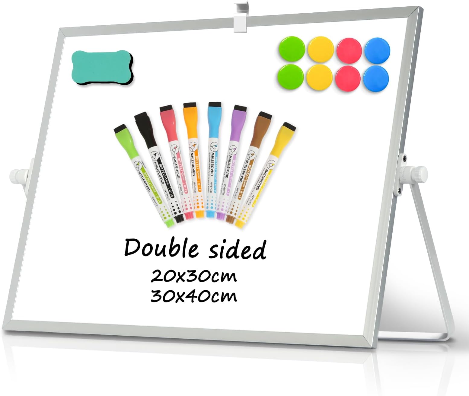 DOLLAR BOSS Magnetic Desktop Whiteboard 30x40cm Double Sided Dry Erase ...