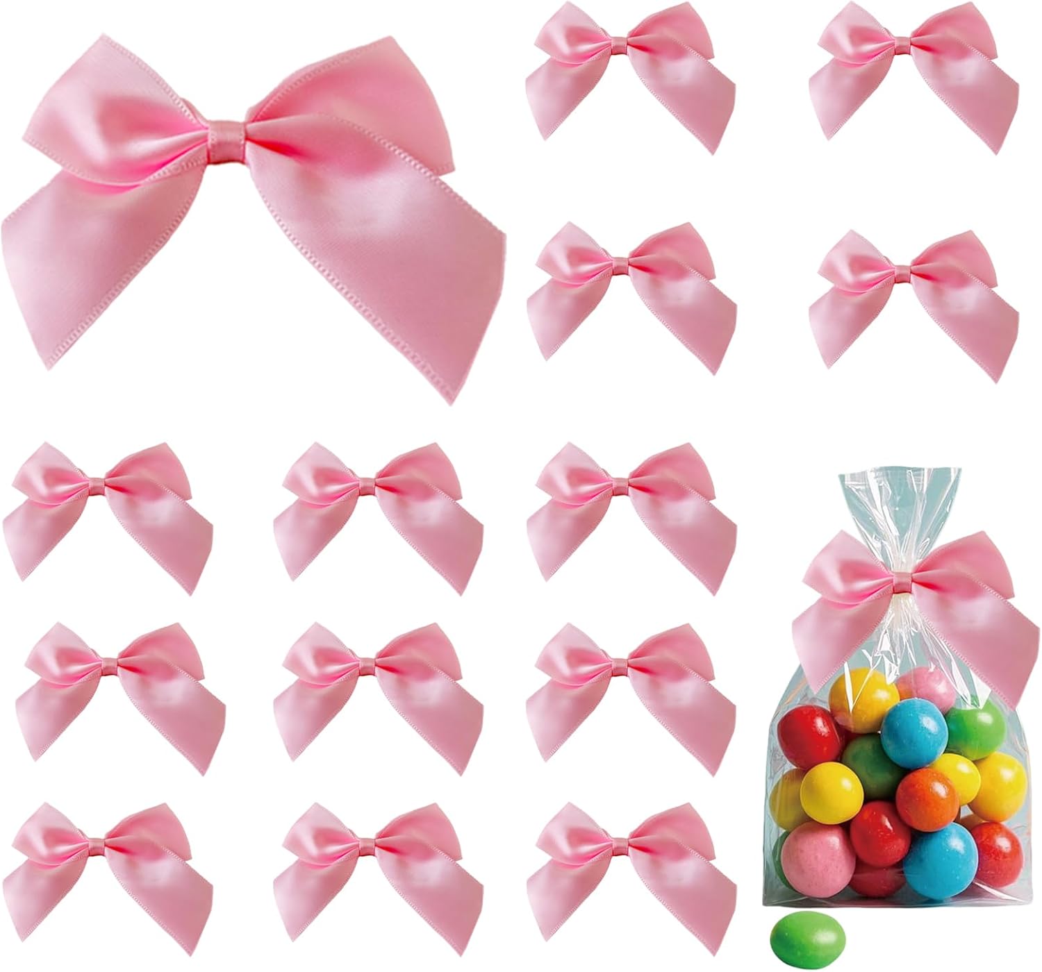 Amazon.com: Ulifebetter 50PCS Pink Satin Ribbon Bows, Pink Bows for ...