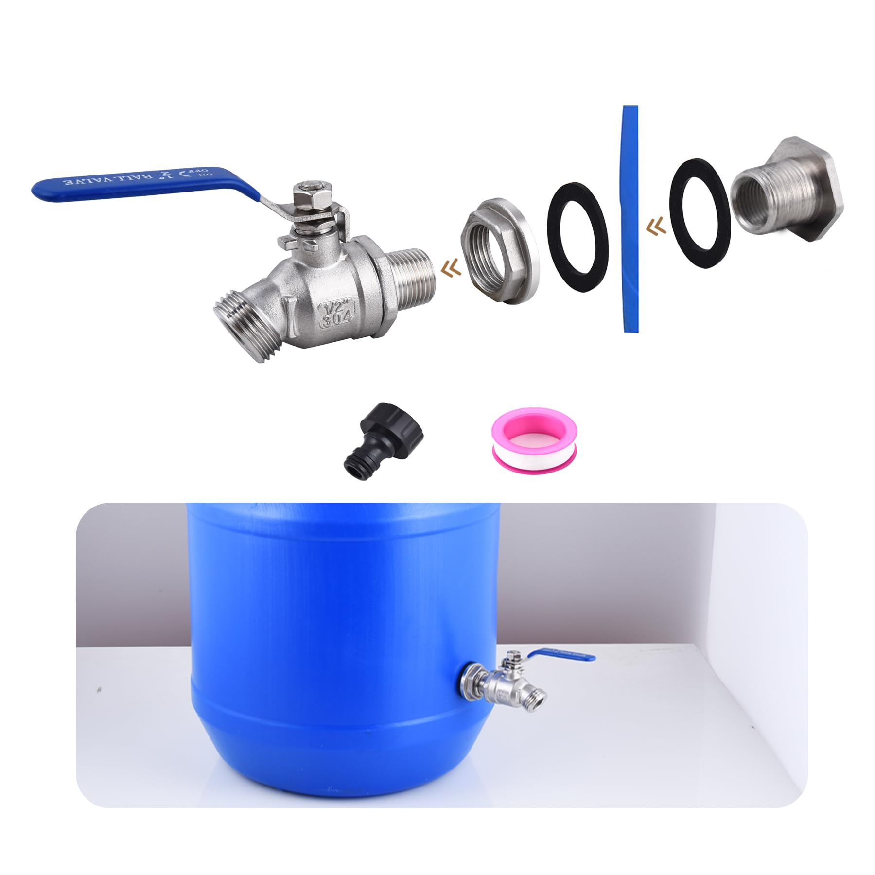 Amazon.com: True Full Port Rain Barrel Spigot Kit, Lead-Free,304 ...