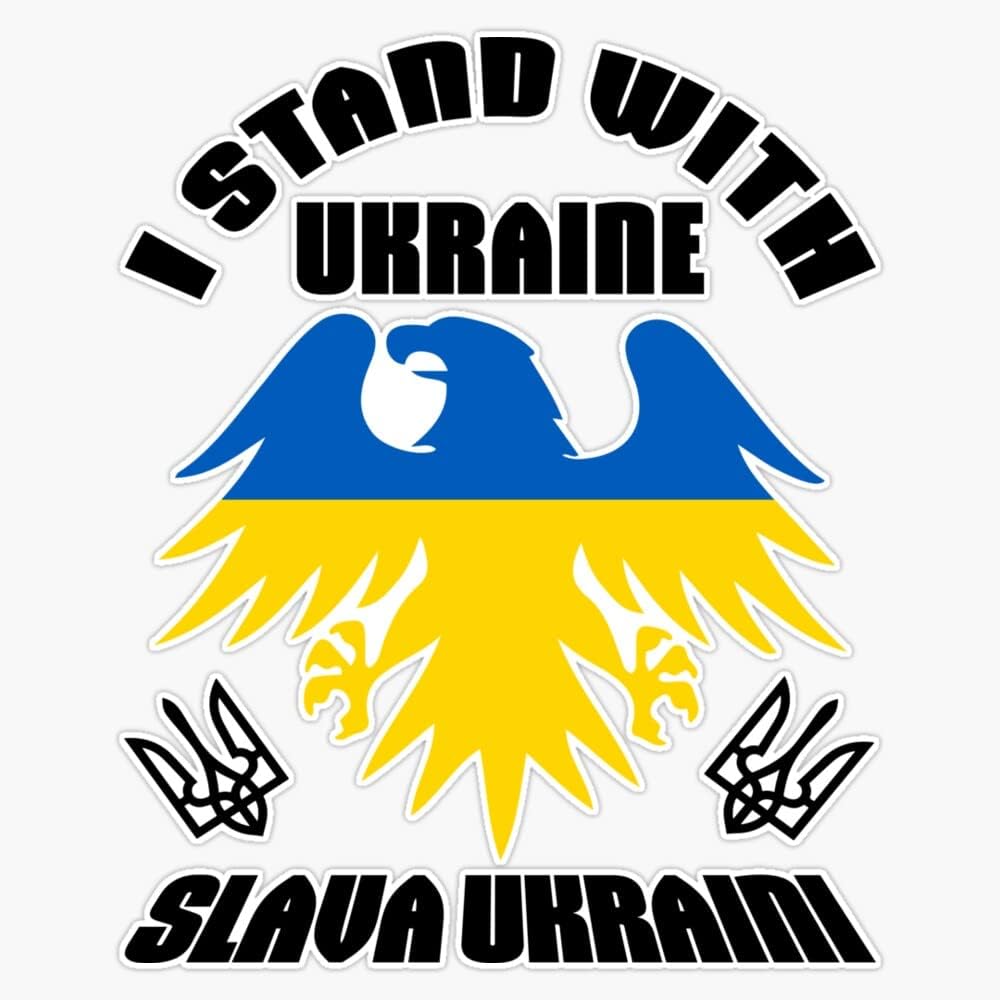 Amazon.com - I Stand with Ukraine Slava Ukraini Eagle Flag Symbol of ...