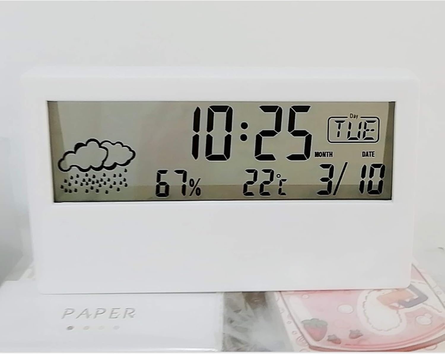 LCD Clock Electronic Desk Clock Thermometer Hygrometer Alarm Clock ...