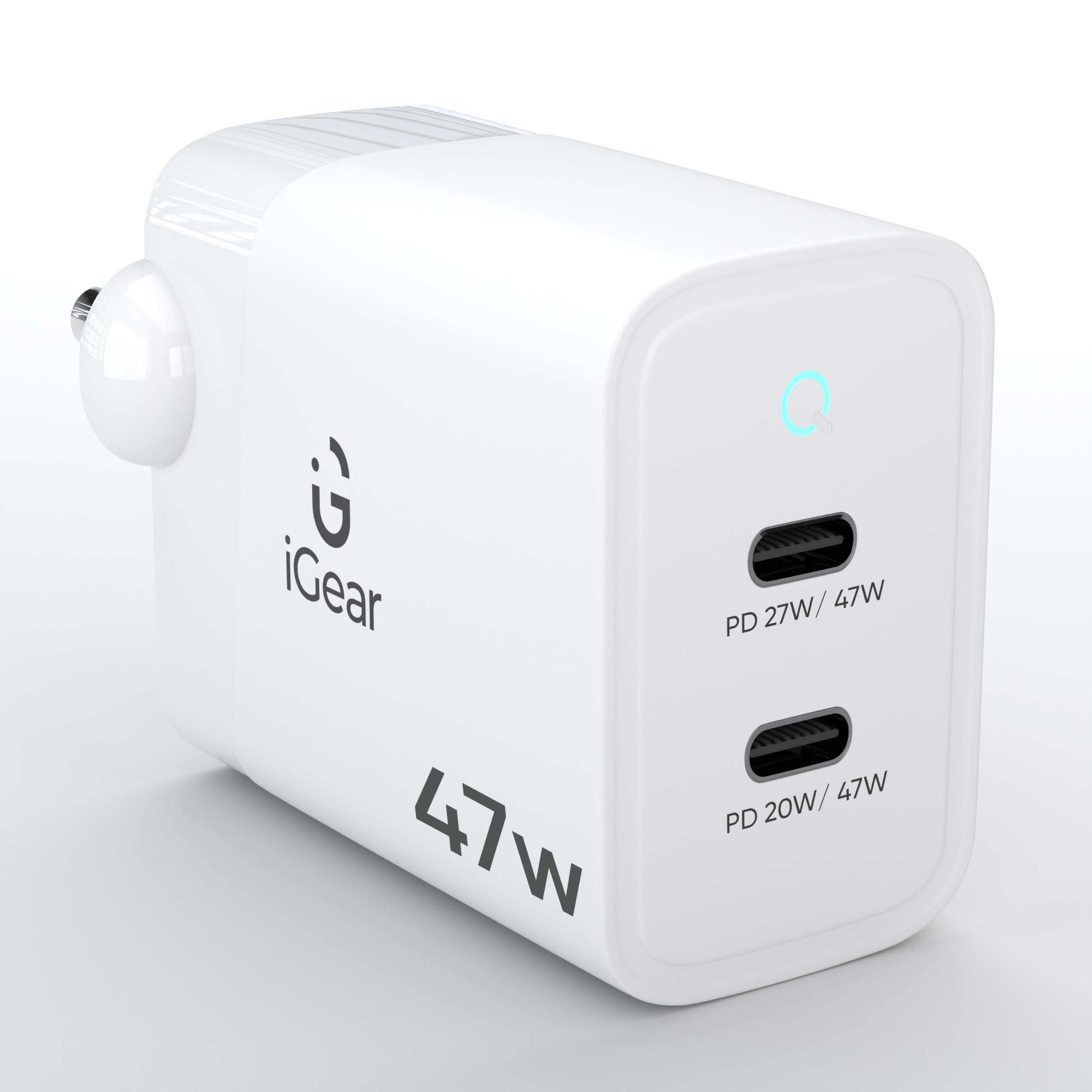 Amazon.in: Buy iGear Core 47: Power Delivery 47W GaN Charger with Dual Type-C Ports, PD + PPS ...