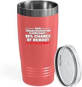 Amazon.com | Tech Support Tumbler 20oz Coral -Troubleshooting Flowchart ...